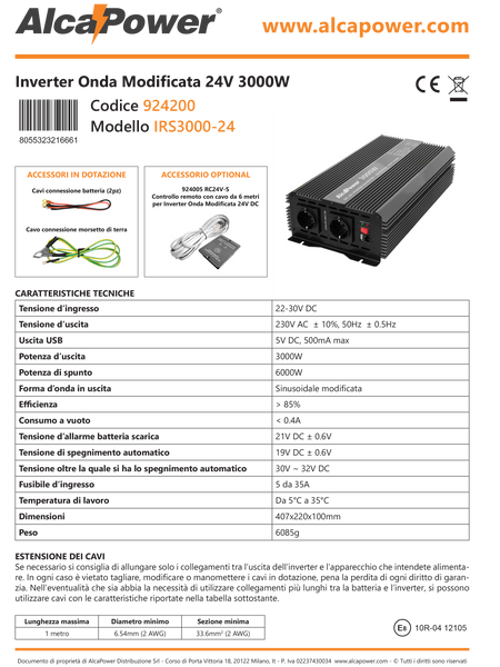 Inverter Soft Start 3000W Input 24V DC Out 230V AC