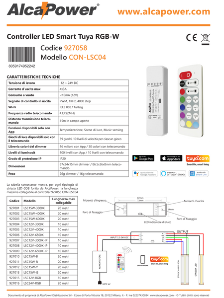 Controller LED Smart Tuya RGB-W