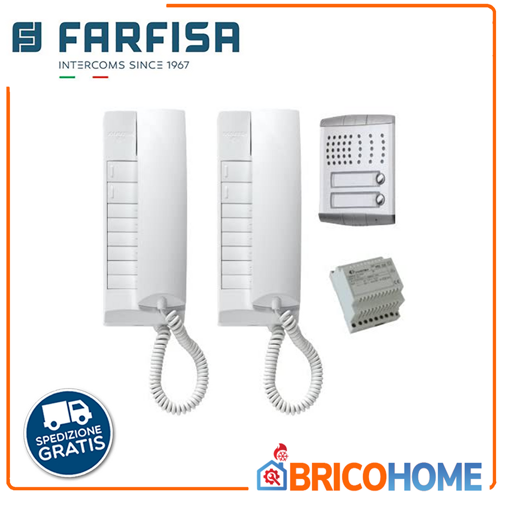 Kit Citofono audio bifamiliare 2PEXD 2 fili (1+1) - FARFISA